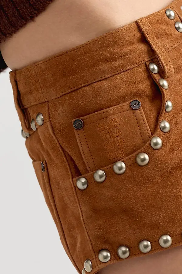 ONETEASPOON Dukes Lace Up Suede Micro Shorts