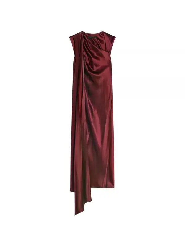 Max Mara Pianoforte Draped Asymmetric Dress - Red