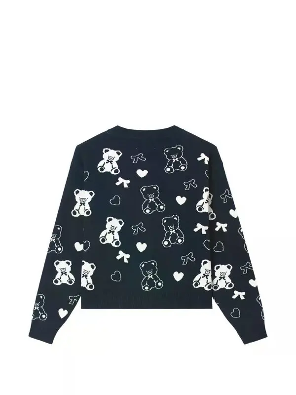 CHOCOOLATE Bear-pattern V-neck Cardigan