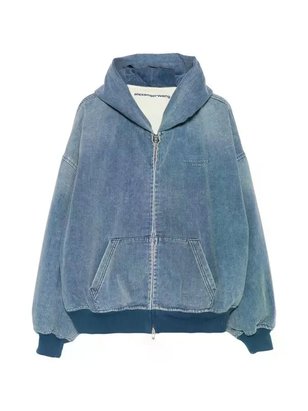 ALEXANDER WANG Hooded Zip-up Denim Jacket