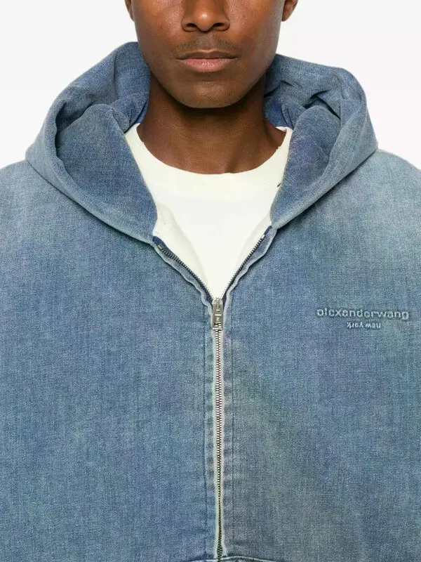 ALEXANDER WANG Hooded Zip-up Denim Jacket