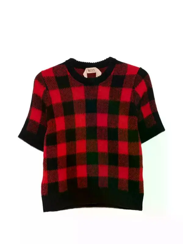N°21 Check Short-sleeve Sweater