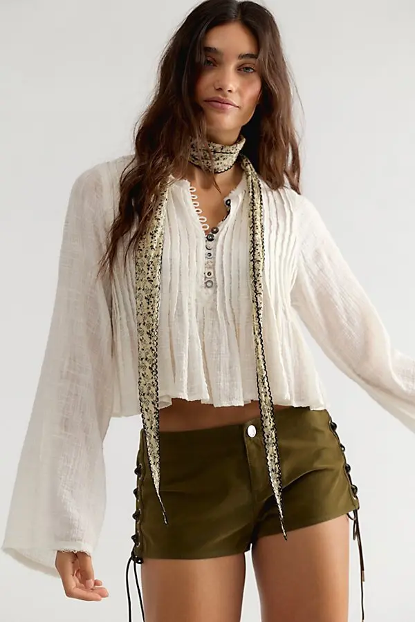 Free People Fp One Parker Long Sleeve Button Down Top - Clean Ivory