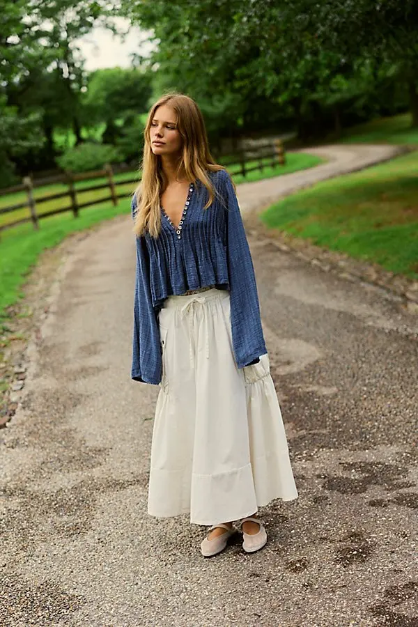 Free People Fp One Parker Long Sleeve Button Down Top - Dark Denim