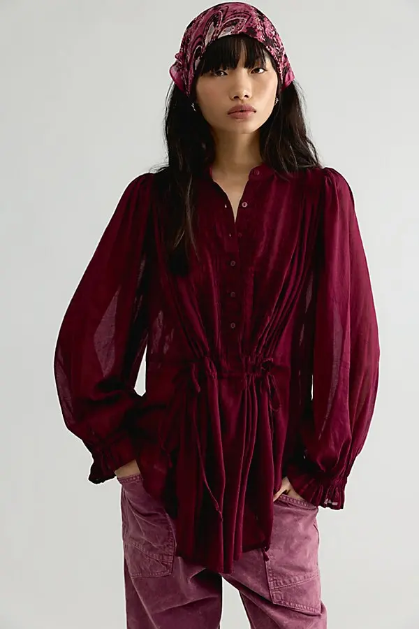 Free People Fp One Suri Cotton Button Down Tunic - Fig