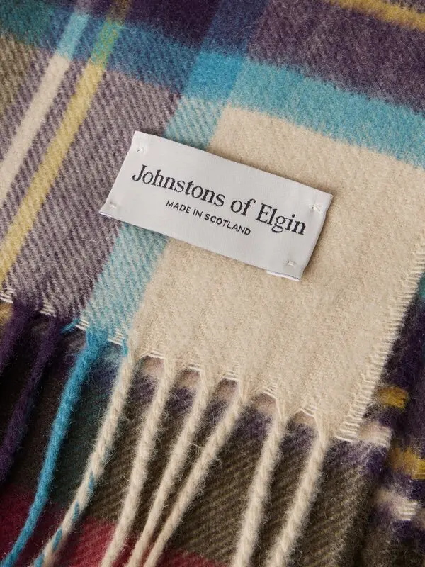 Johnstons Of Elgin Tartan Stole Checked Cashmere Scarf - Red
