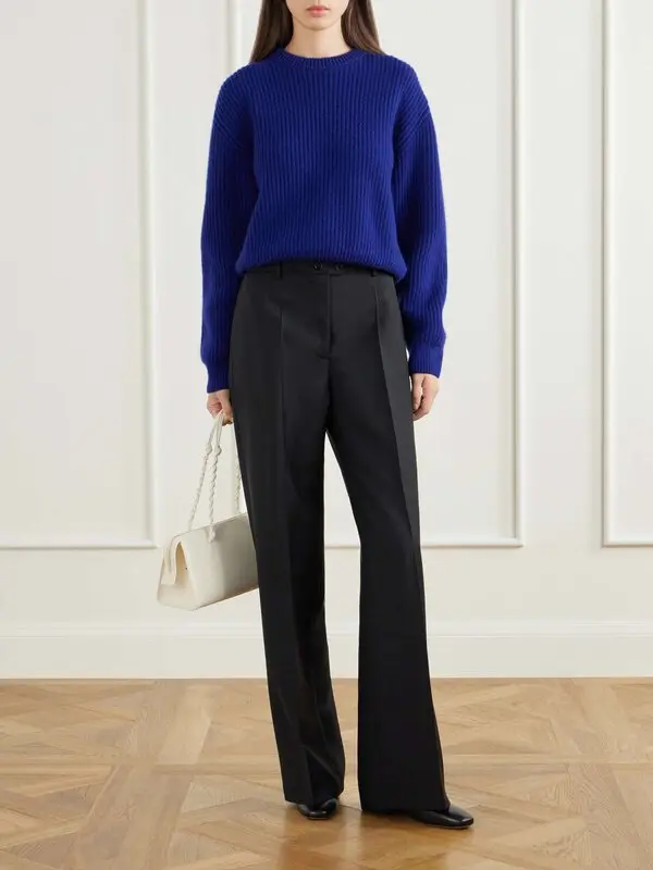 JIL SANDER Wool And Mohair-blend Canvas Wide-leg Pants