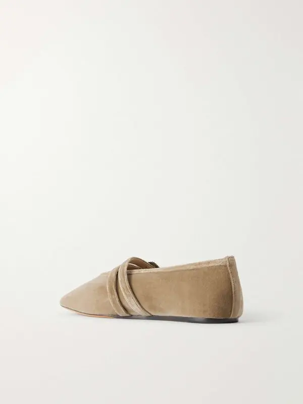 Le Monde Beryl Claudia Embellished Velvet Ballet Flats