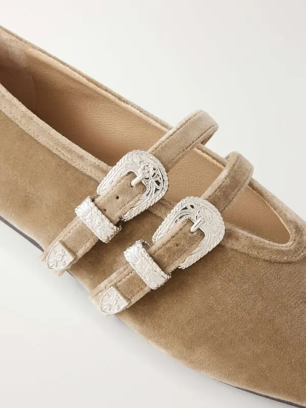 Le Monde Beryl Claudia Embellished Velvet Ballet Flats