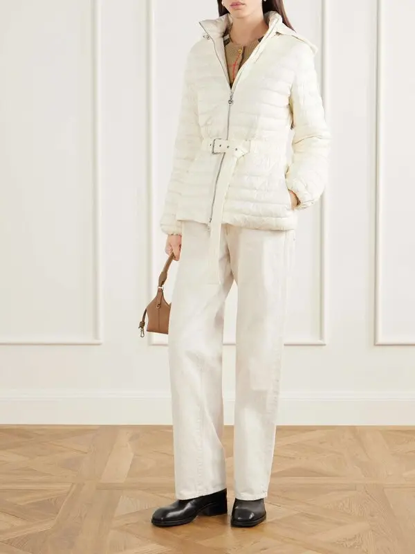 Burberry Belted Quilted Padded Shell Hooded Jacket