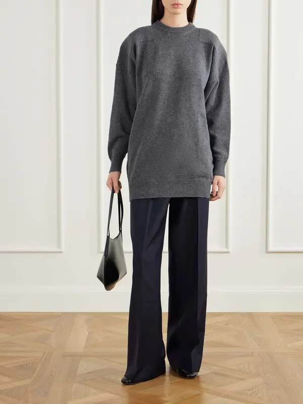 JIL SANDER Wool And Mohair-blend Canvas Wide-leg Pants
