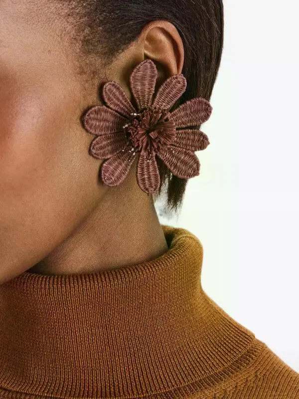 Oscar De La Renta Flower Clip-on Earrings