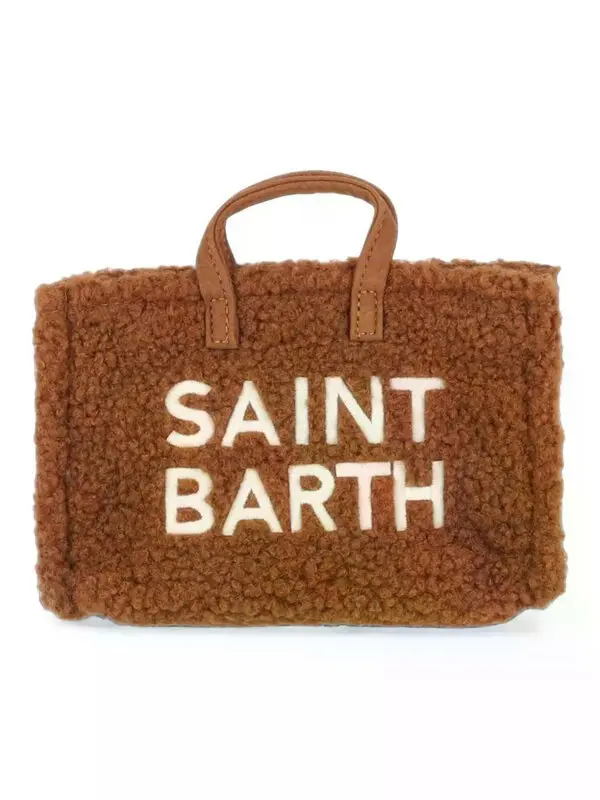 MC2 SAINT BARTH Logo-embroidered Teddy-effect Phone Bag - Brown