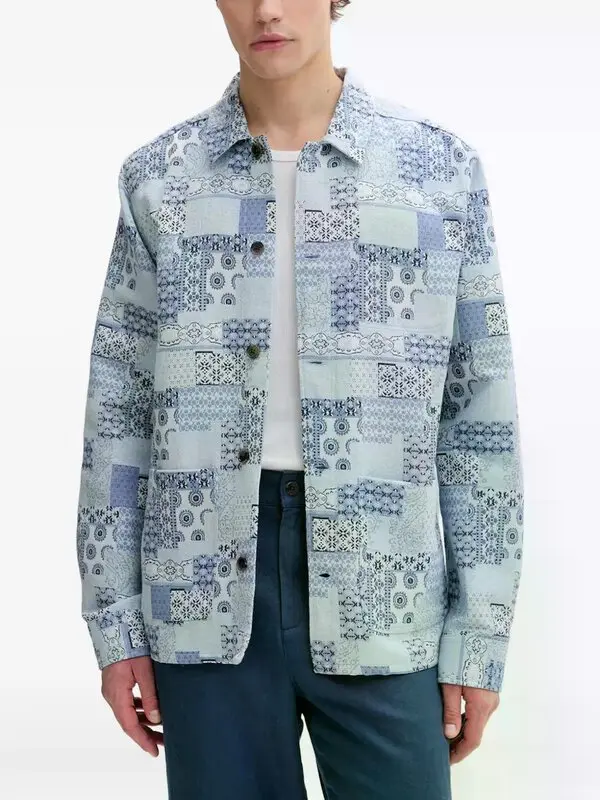 LES DEUX Patchwork-pattern Button-down Jacket