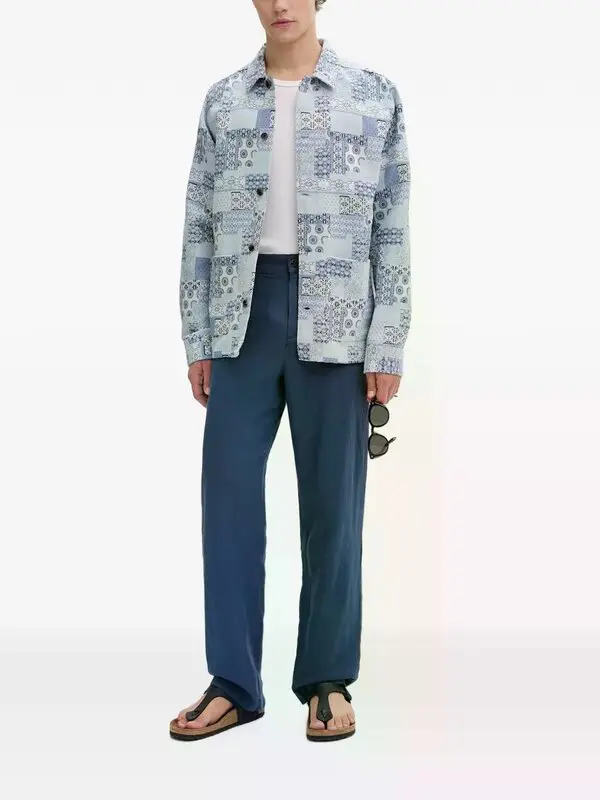LES DEUX Patchwork-pattern Button-down Jacket