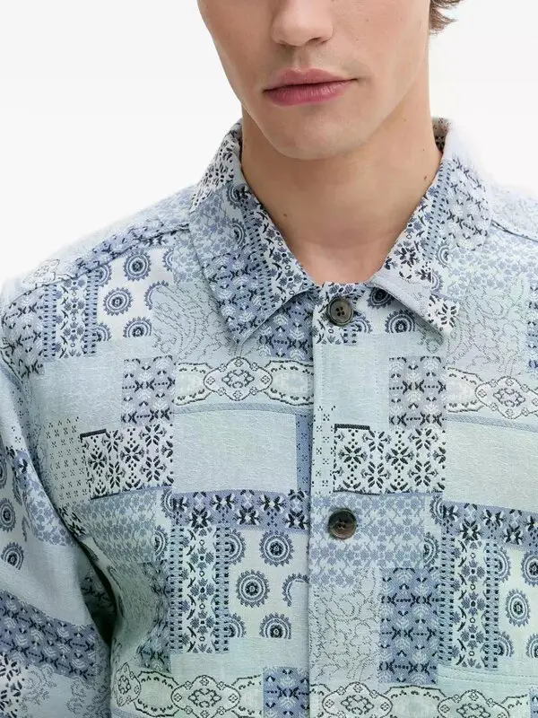 LES DEUX Patchwork-pattern Button-down Jacket