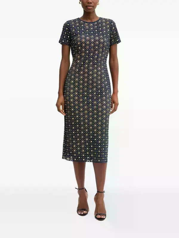 Michael Kors Laser-cut Mirror Scuba Midi Dress - Blue