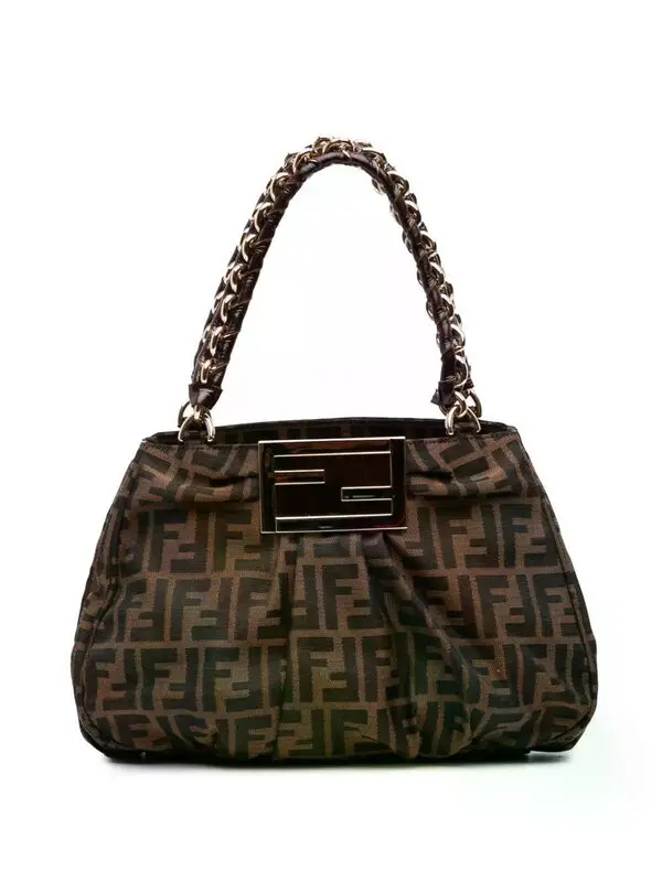 Fendi 2000-2010 Small Zucca Canvas Mia Chain Tote Bag