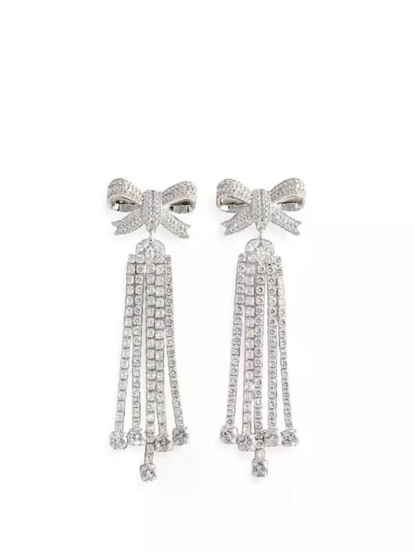 SELF-PORTRAIT Crystal-embellished Bow Earrings