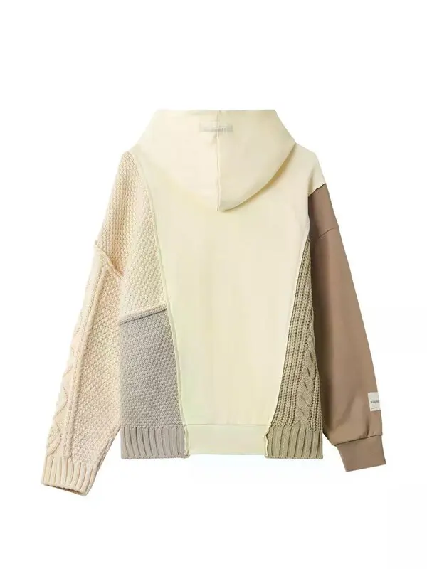 FIVE CM Patchwork Cable-knit Hoodie