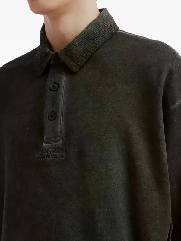 Izzue Corduroy-collar Logo-embroidered Sweatshirt