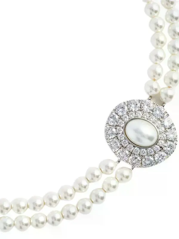 SELF-PORTRAIT Pearl Crystal-embellished Choker - Silver