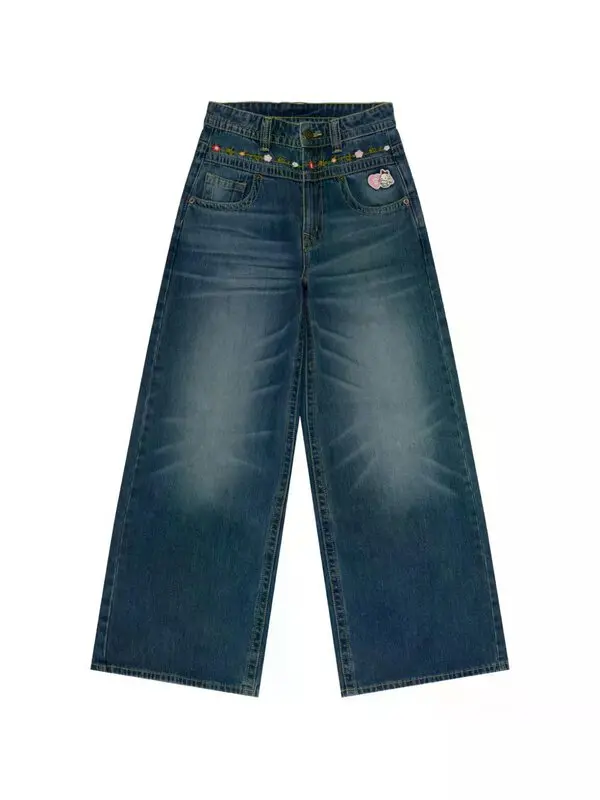 AAPE BY *A BATHING APE Floral-embroidered Wide-leg Jeans