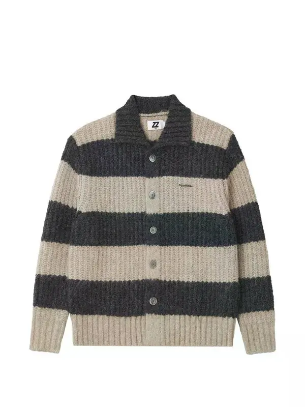 Izzue Striped Ribbed-knit Cardigan
