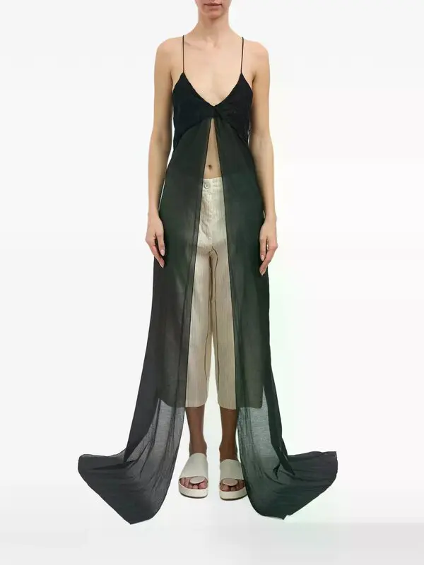 NOSTRA SANTISSIMA Lace-panelled Semi-sheer Top