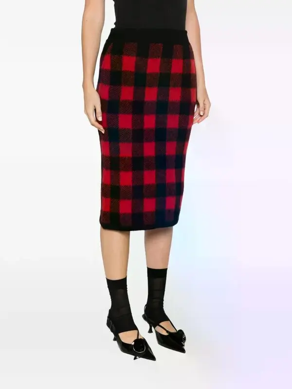 N°21 Check-pattern Knitted Midi Skirt