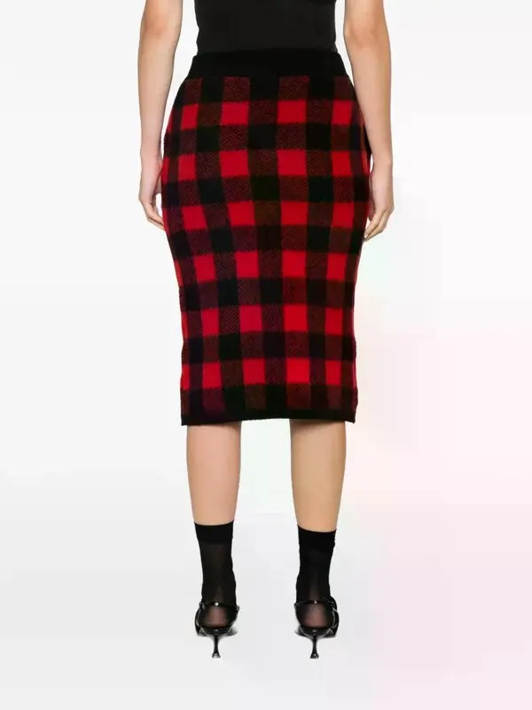 N°21 Check-pattern Knitted Midi Skirt