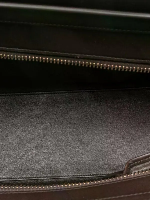 Celine 2016 Micro Tricolor Nubuck And Calfskin Luggage Tote Bag - Brown