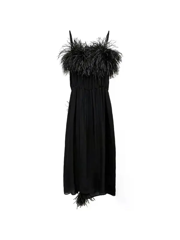 Prada Feather-trim Midi Dress