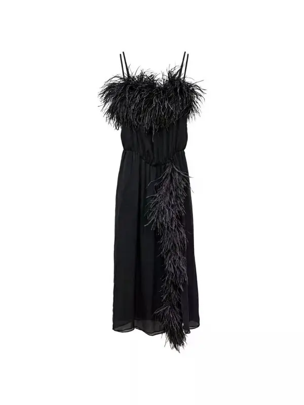 Prada Feather-trim Midi Dress