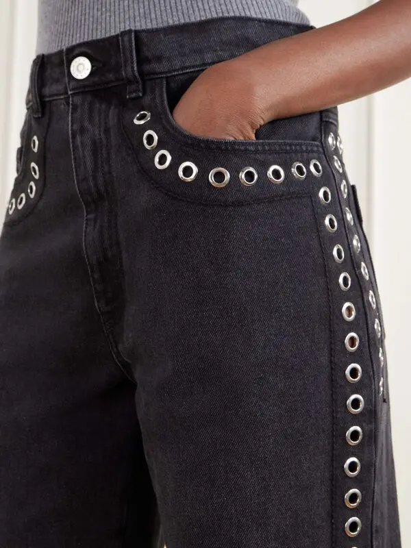 Marni Embellished Mid-rise Straight-leg Jeans