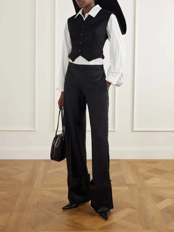 JEAN PAUL GAULTIER Wool-twll Wide-leg Pants