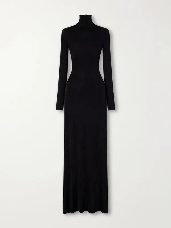 Tove Sacha Jersey Turtleneck Gown - Black