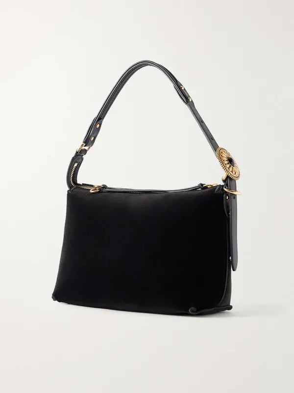 Etro Leather-trimmed Velvet Shoulder Bag