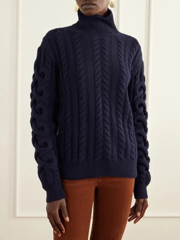Etro Cable-knit Wool-blend Turtleneck Sweater