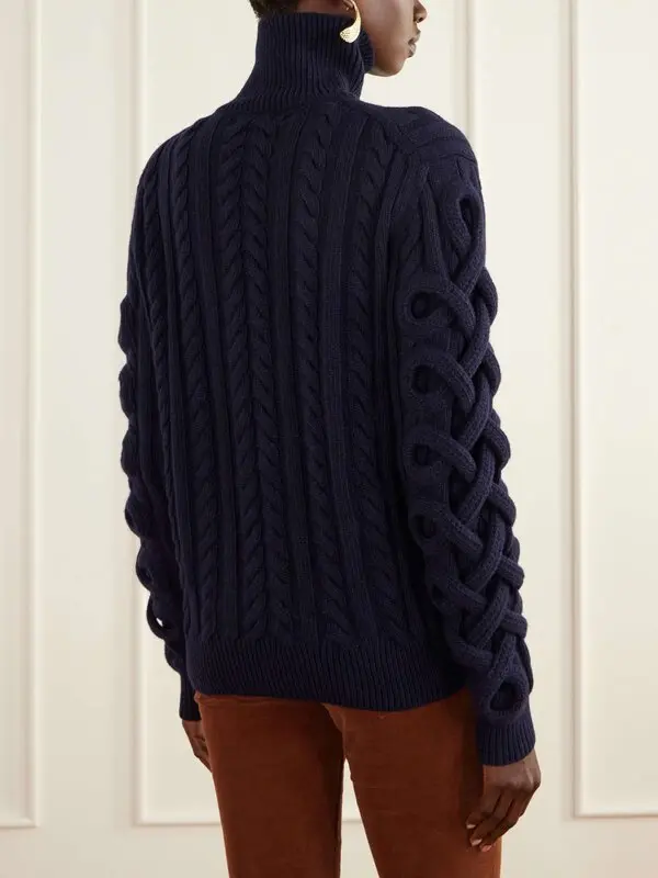 Etro Cable-knit Wool-blend Turtleneck Sweater