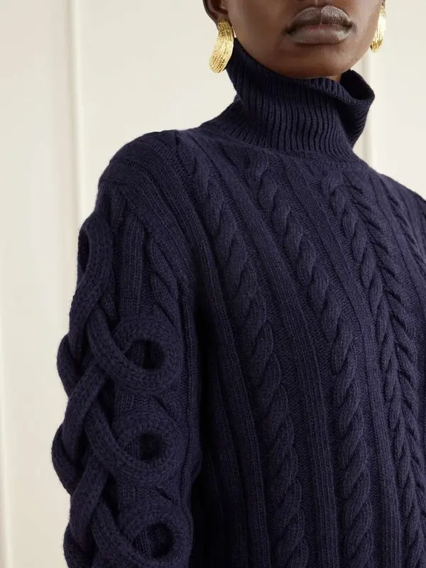 Etro Cable-knit Wool-blend Turtleneck Sweater
