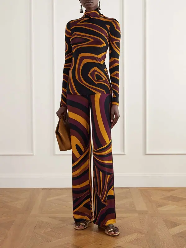 Emilio Pucci Printed Satin-jersey Wide-leg Pants - Multi