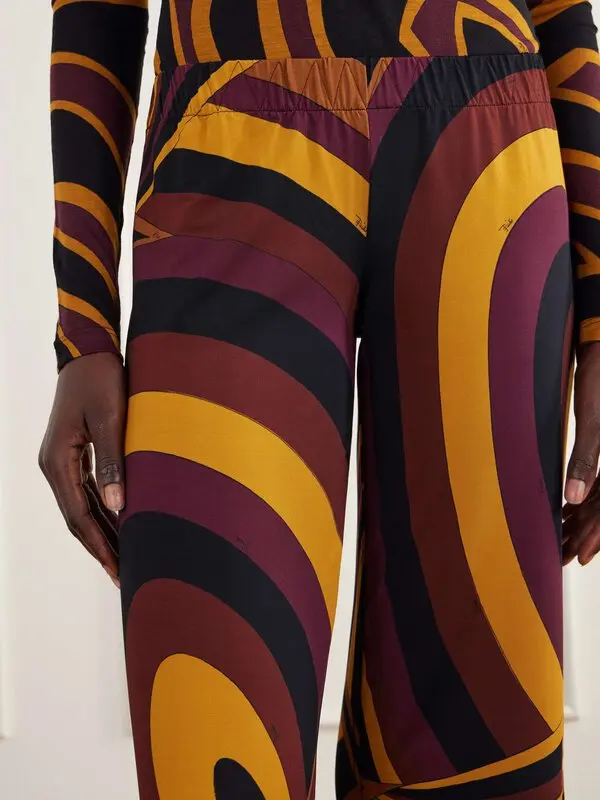 Emilio Pucci Printed Satin-jersey Wide-leg Pants - Multi