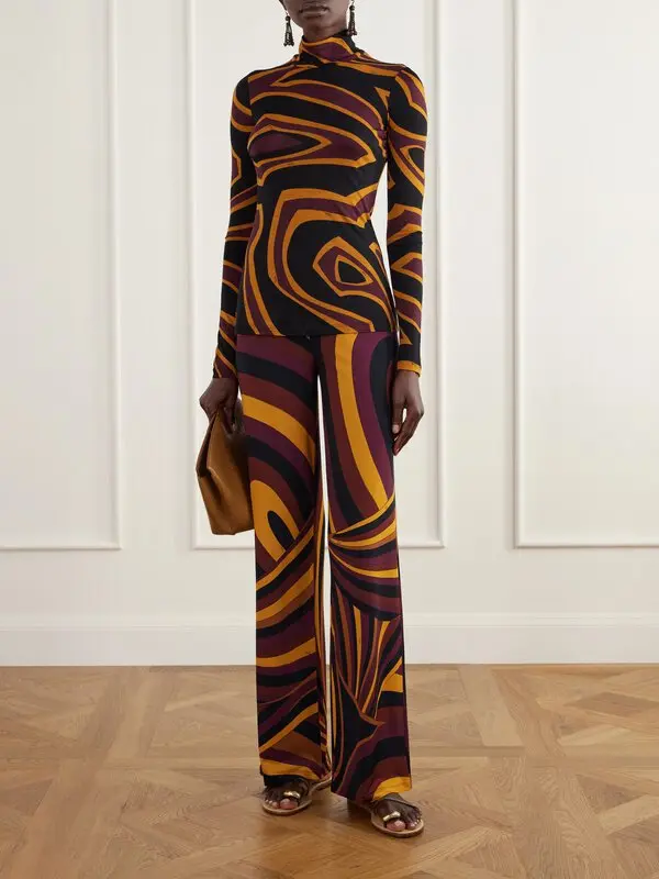 Emilio Pucci Printed Satin-jersey Wide-leg Pants - Multi