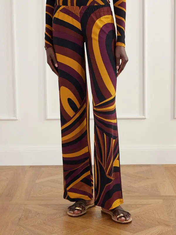 Emilio Pucci Printed Satin-jersey Wide-leg Pants - Multi