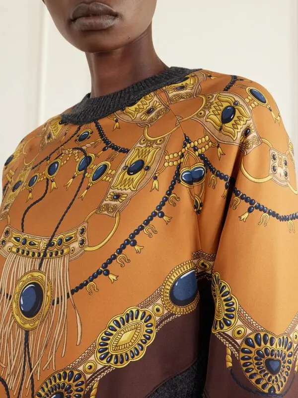 Etro Printed Silk-trimmed Wool And Cashmere-blend Sweater