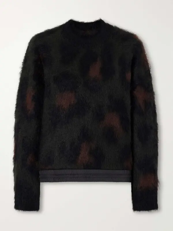 Sacai Leopard-print Mohair-blend Sweater