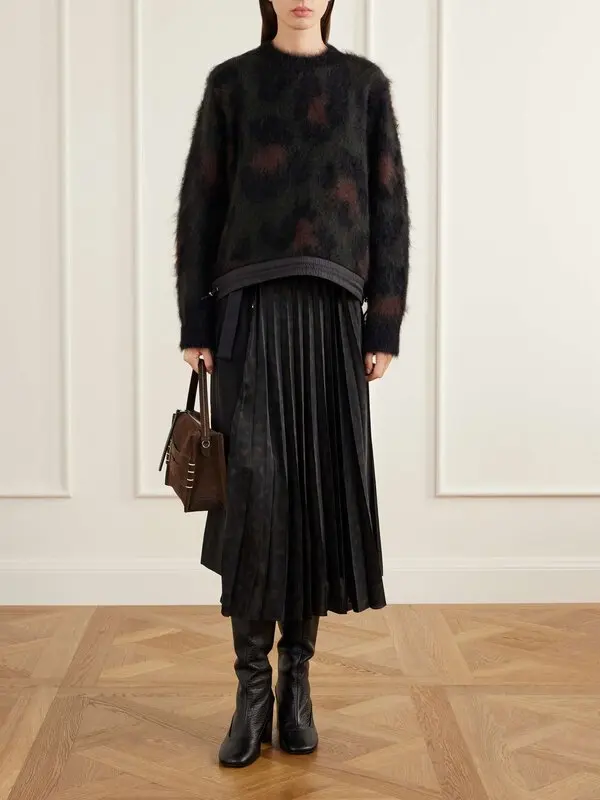 Sacai Leopard-print Mohair-blend Sweater