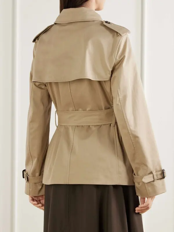 Burberry Double-breasted Belted Checked Cotton-gabardine Trench Coat