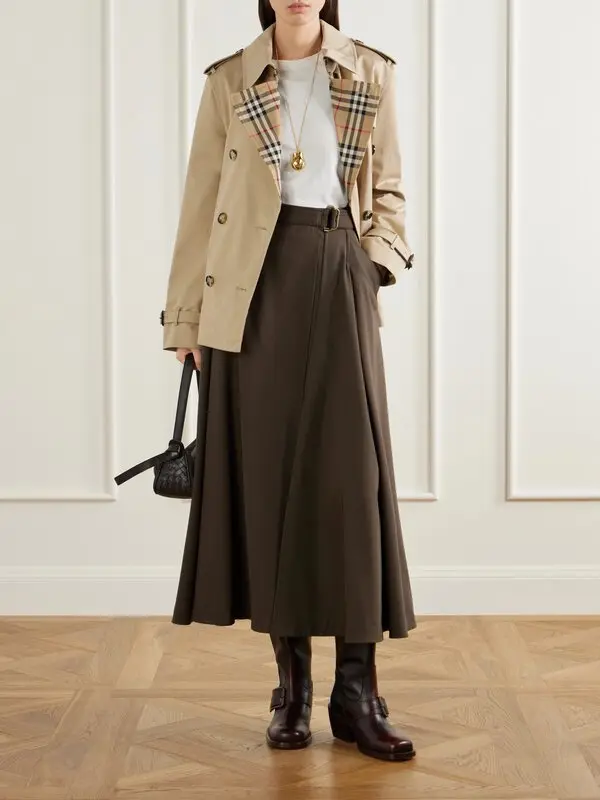 Burberry Double-breasted Belted Checked Cotton-gabardine Trench Coat